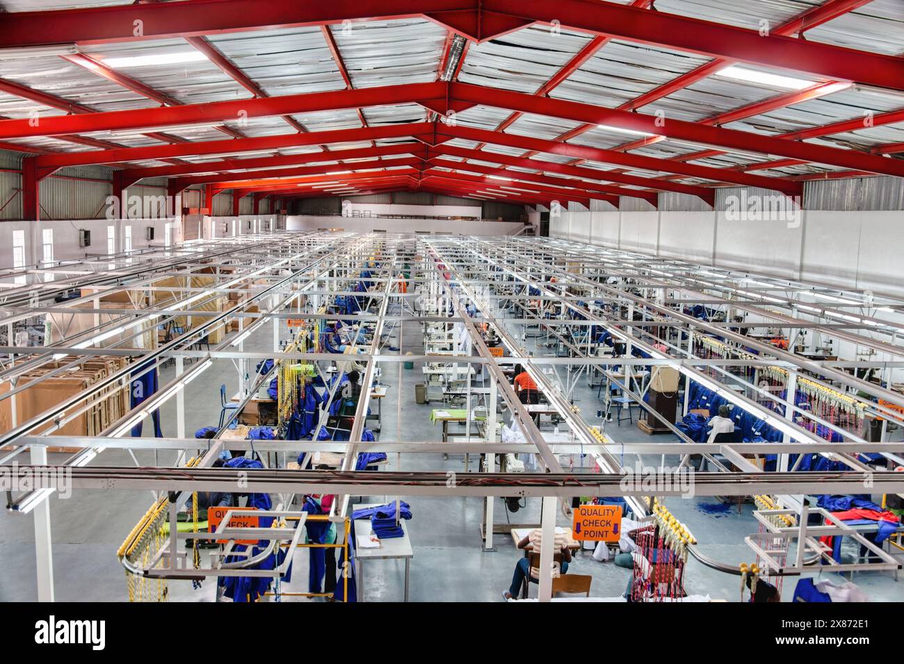 aerial view of textile factory ,sewing machines, industrial economic african developments and ...