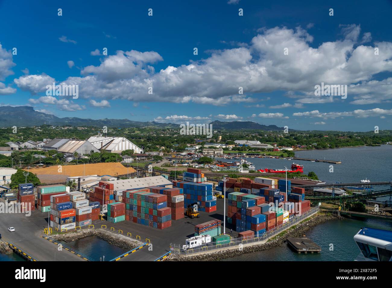 The shipping container port in Lautoka, Fiji, South Pacific Stock Photo ...