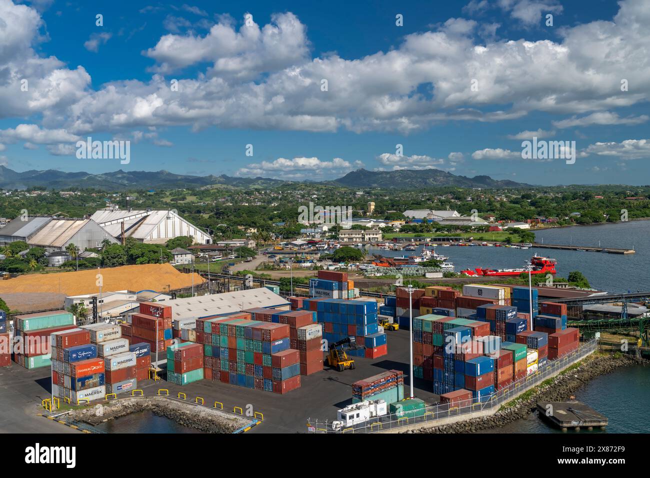 The shipping container port in Lautoka, Fiji, South Pacific Stock Photo ...