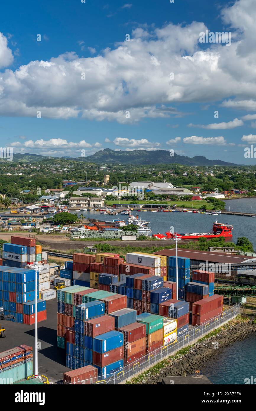 The shipping container port in Lautoka, Fiji, South Pacific Stock Photo ...