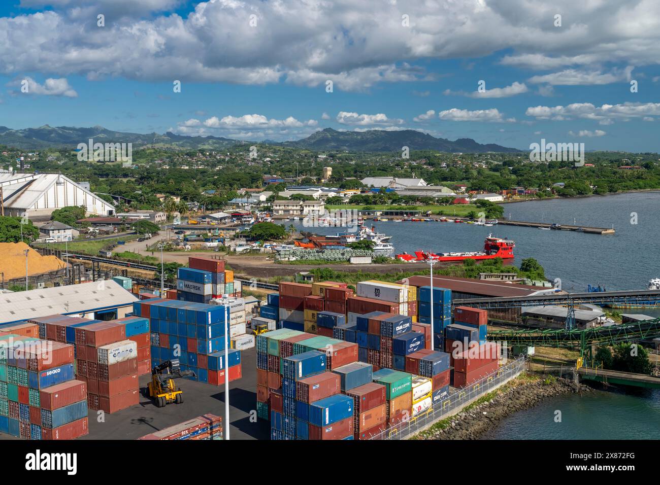 The shipping container port in Lautoka, Fiji, South Pacific Stock Photo ...