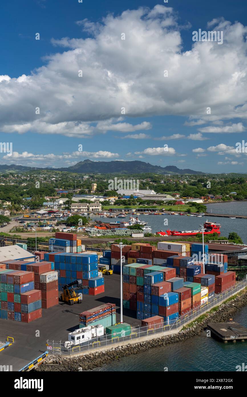 The shipping container port in Lautoka, Fiji, South Pacific Stock Photo ...