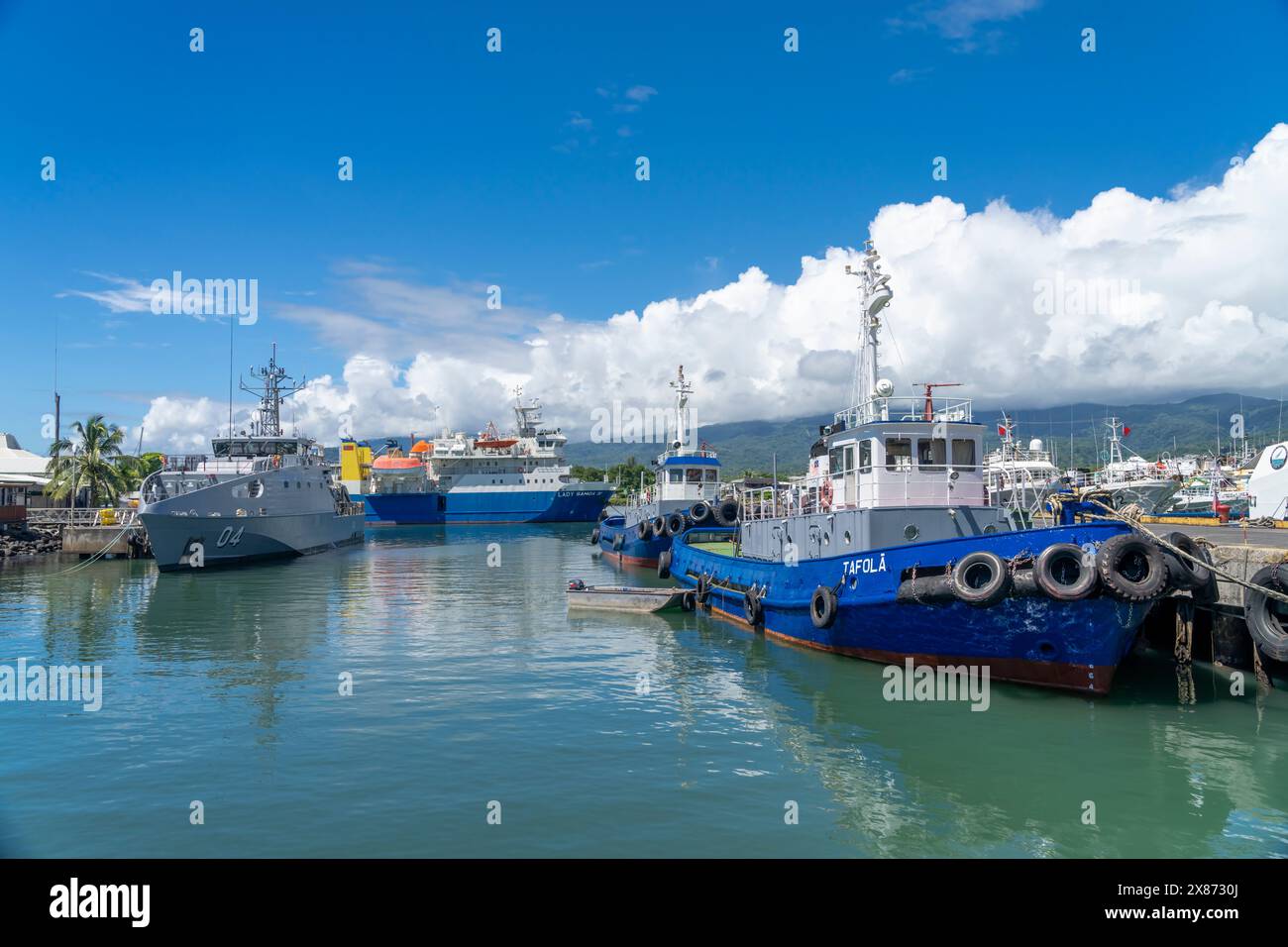 The harbour with tugboats at Apia, Samoa, South Pacific Stock Photo - Alamy