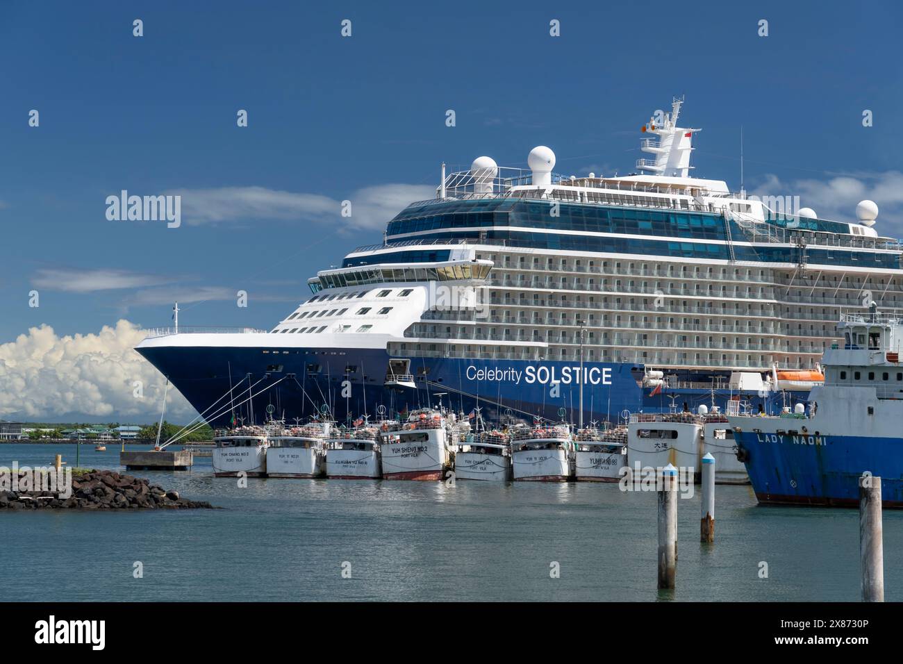 The Celebrity Solstice cruise ship docked at Apia Samoa, South Pacific ...