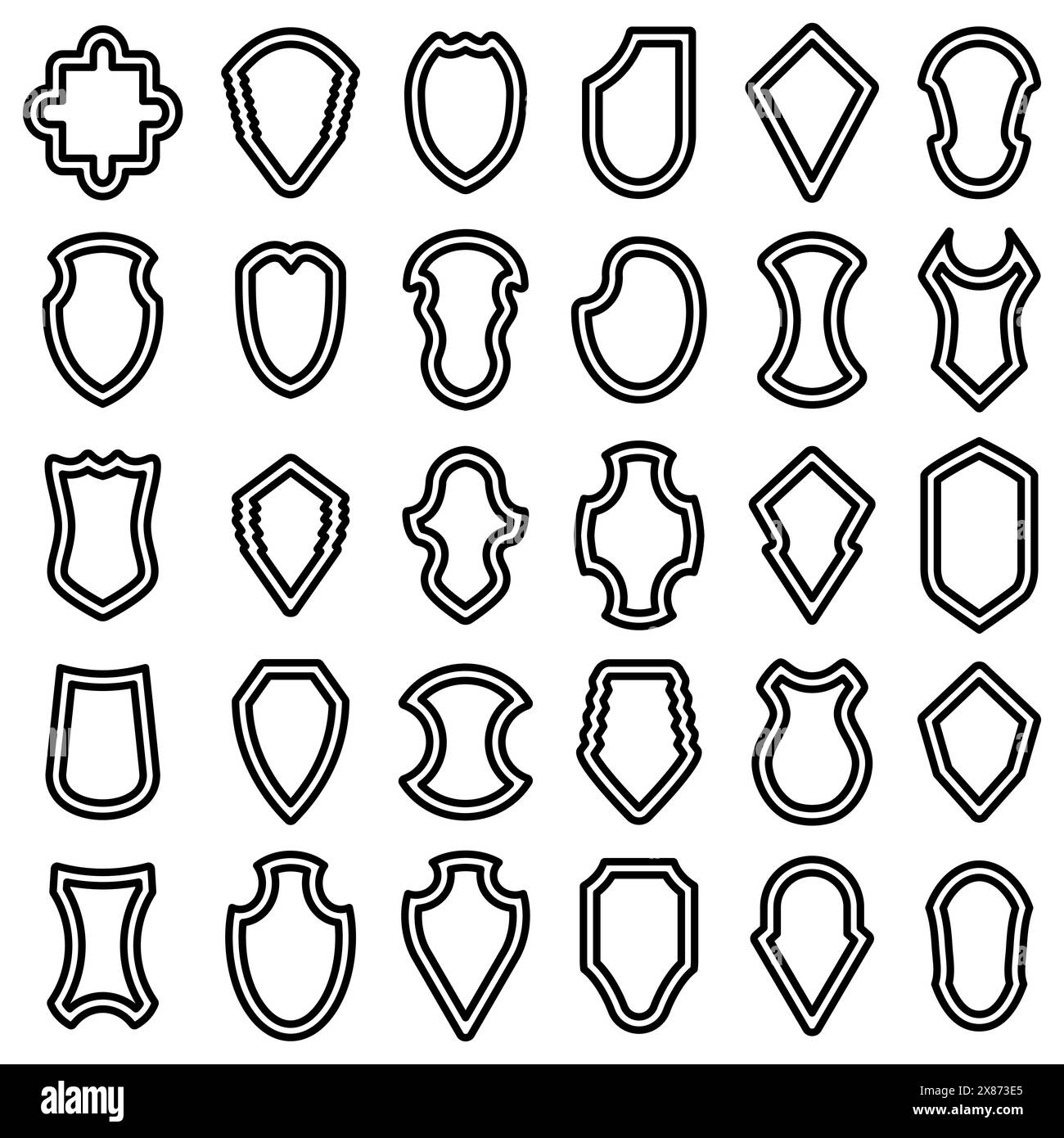 Collection protection silhouette outline emblem. Set of black heraldic ...