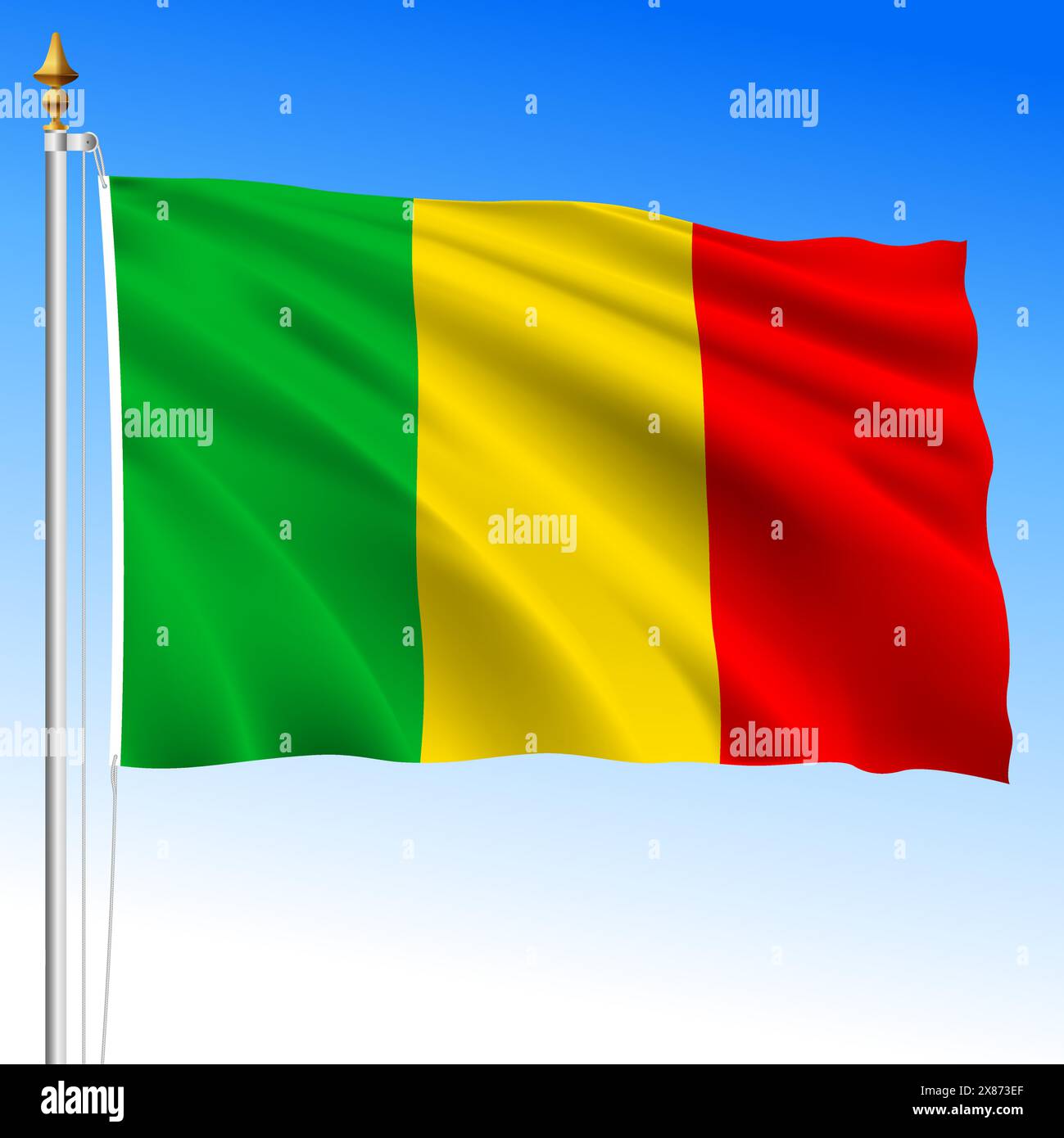 Mali, official national waving flag, african country, vector ...