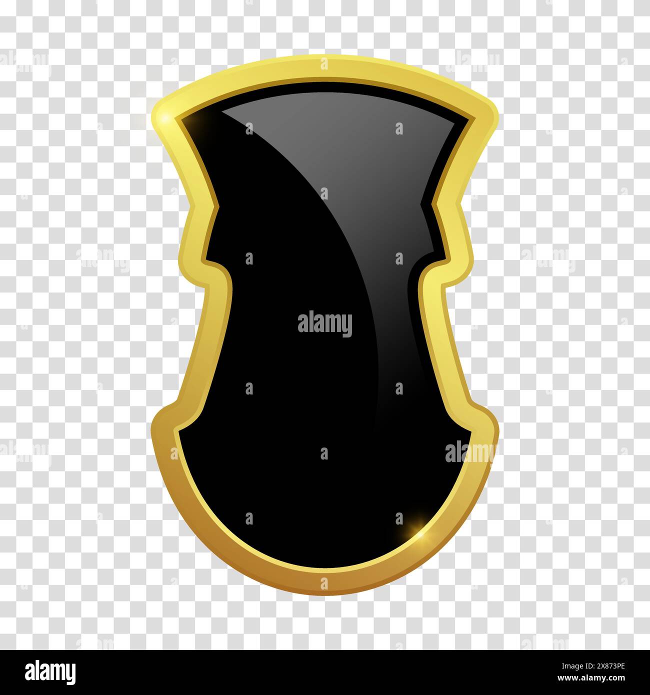 Black shield with glossy bright golden frame. VIP luxury logo design ...