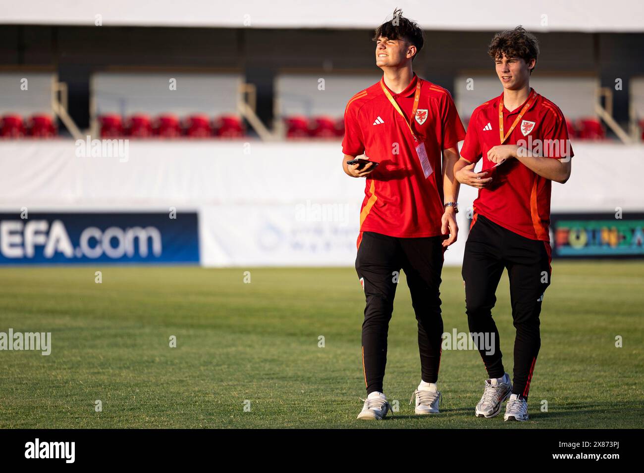 LARNACA, CYPRUS - 23RD MAY 2024: Louis Griffiths arrive ahead of the ...