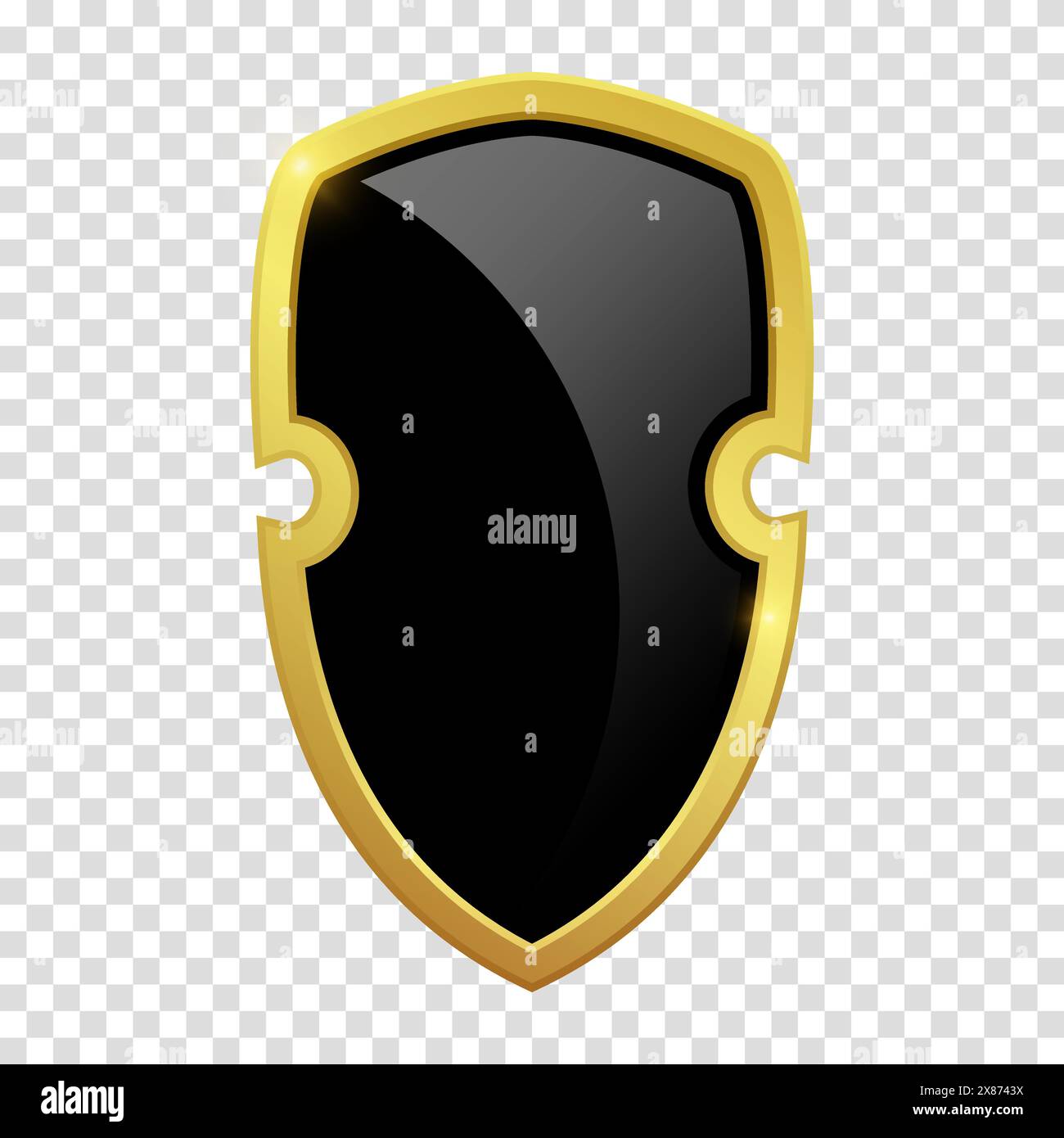Black shield with glossy bright golden frame. VIP luxury logo design ...