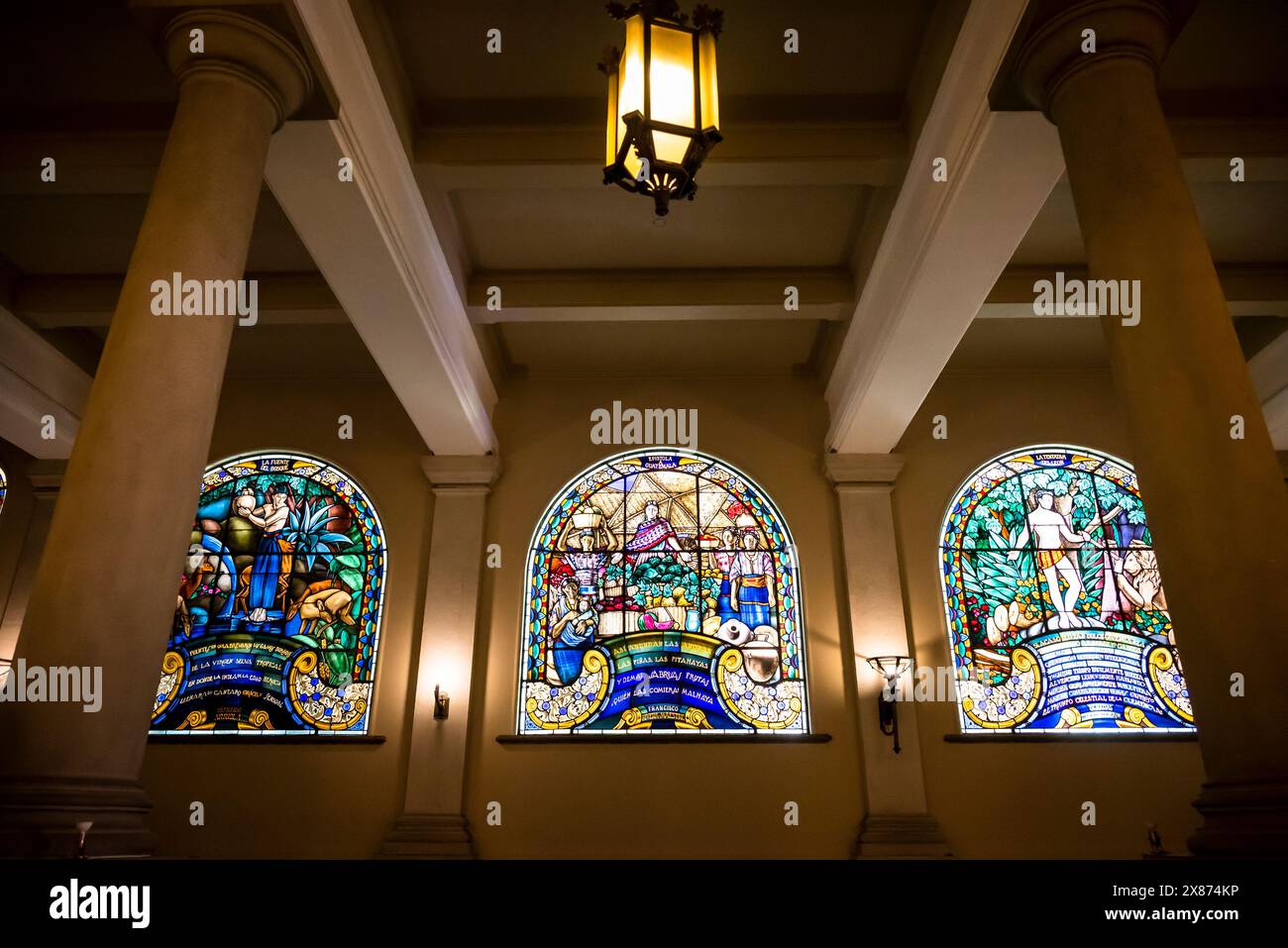 Stained glass windows in Art Deco style, National Palace of Culture, a ...
