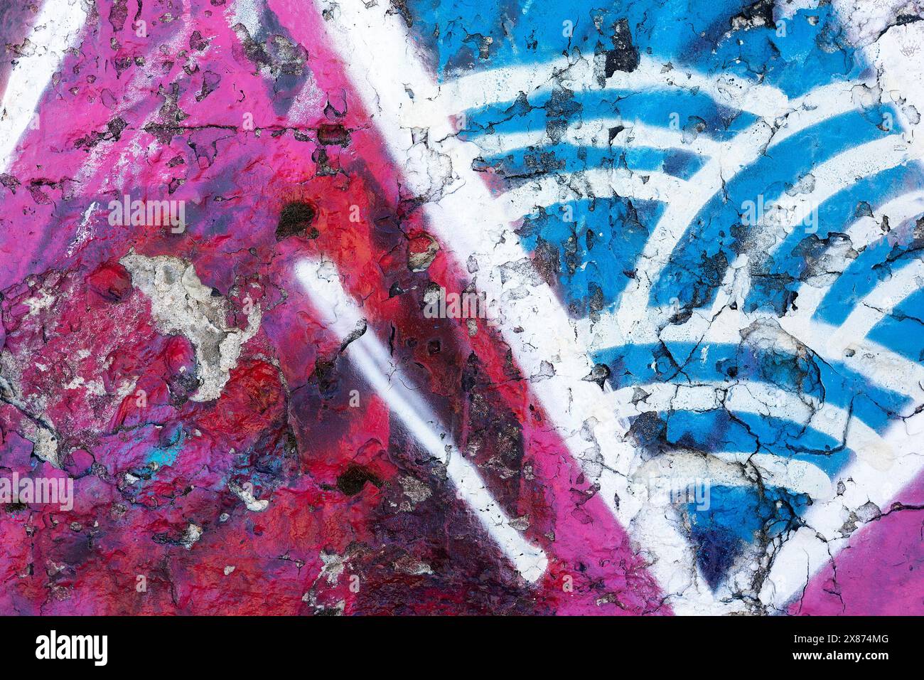Colorful abstract drawing on old cracked concrete wall Stock Photo - Alamy