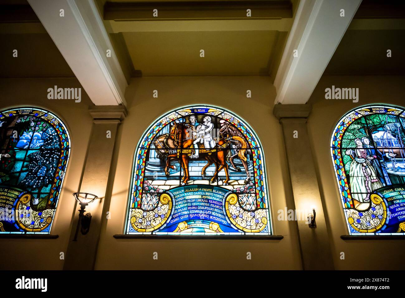 Stained glass windows in Art Deco style, National Palace of Culture, a ...