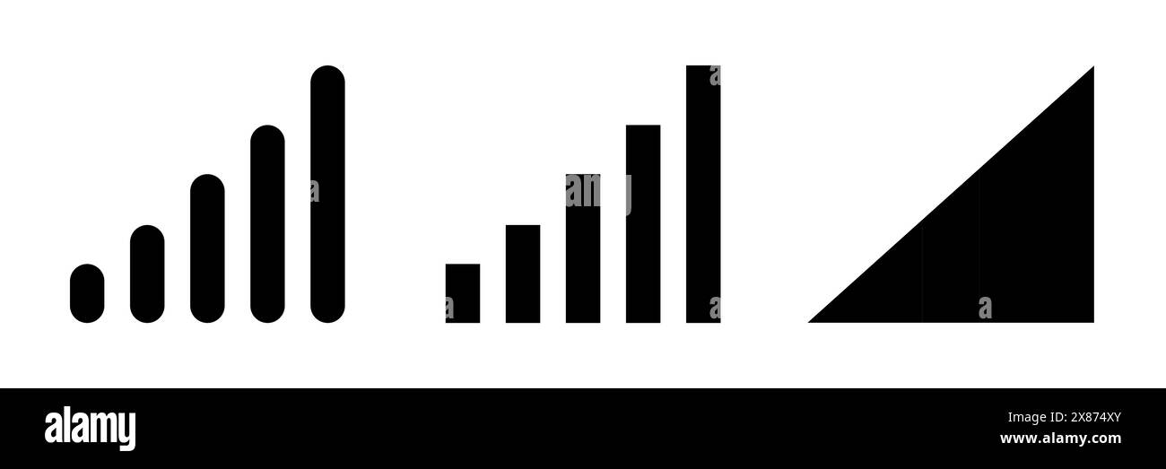 Set of communication signal strength icons. Cellular reception symbols ...