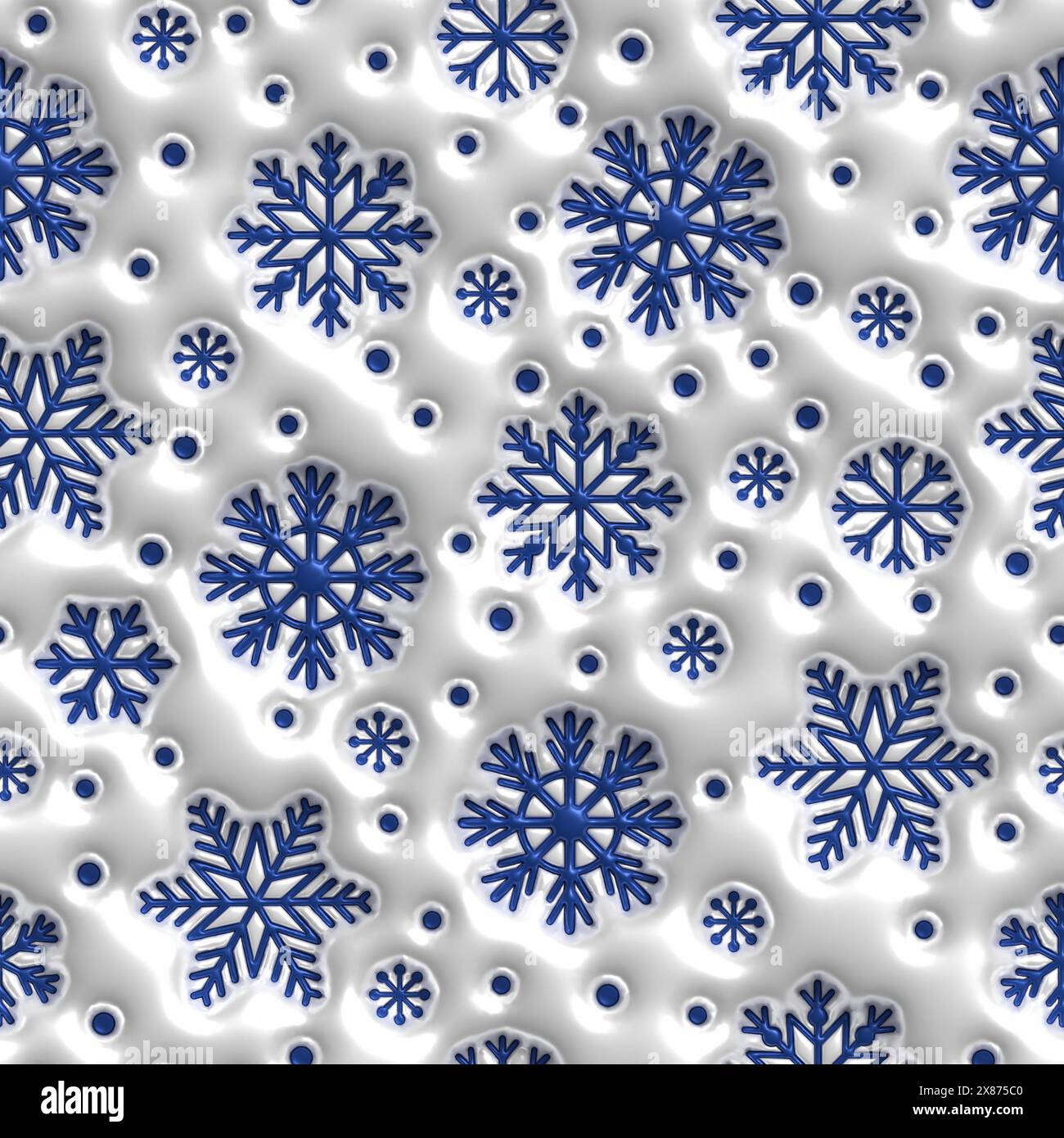 Christmas snowflake 3D inflated bubble pattern. Puffy seamless tileable ...