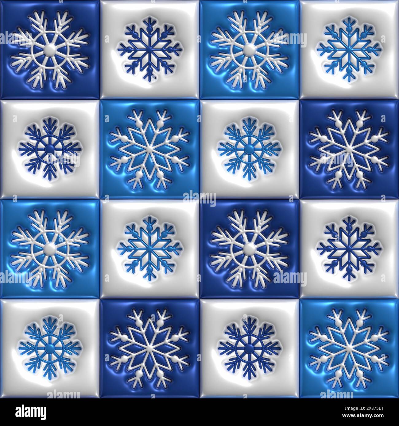 Christmas snowflake 3D inflated bubble pattern. Puffy seamless tileable ...