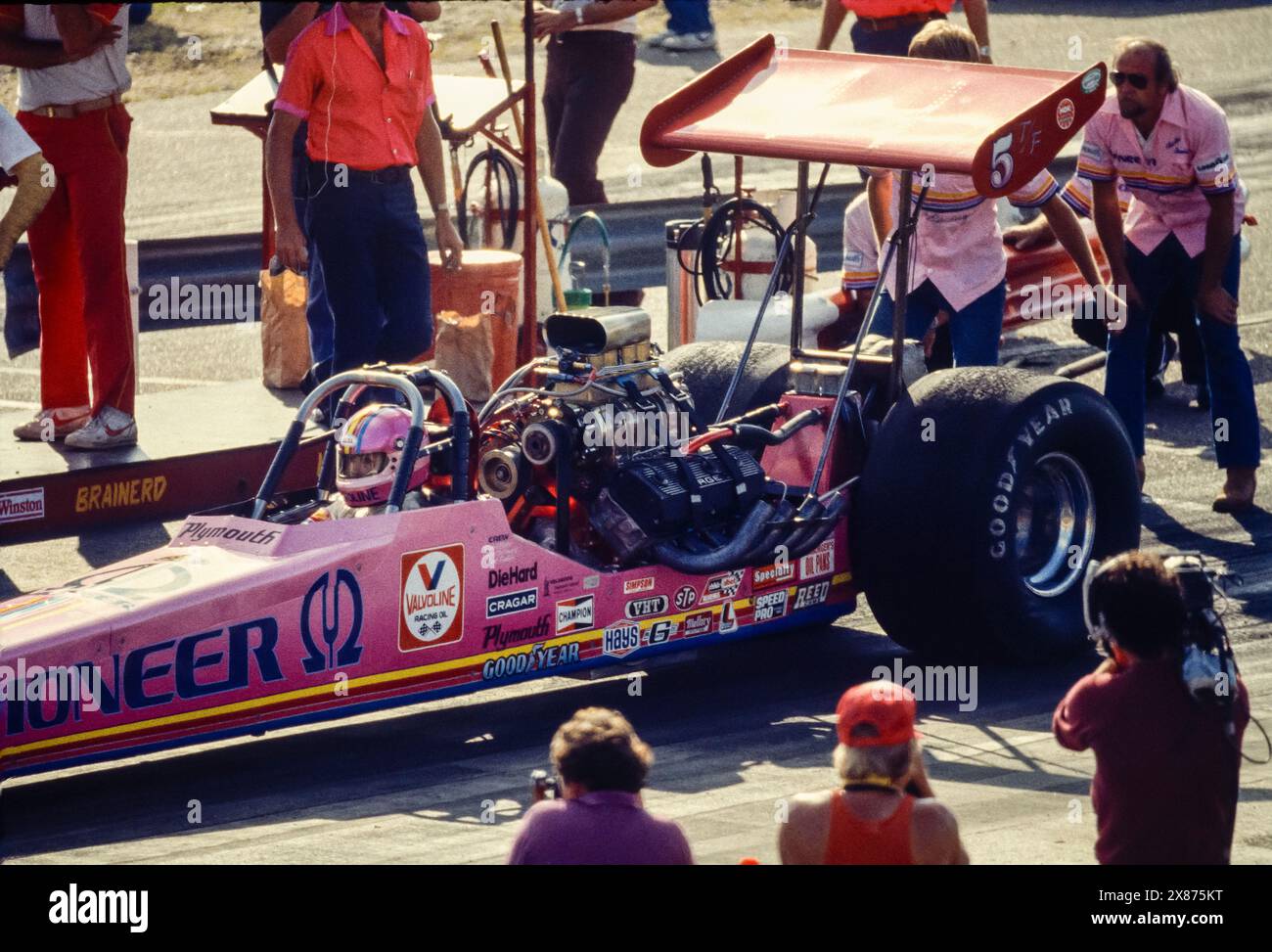 Shirley Muldowney competes in top fuel dragster at North Star Nationals ...
