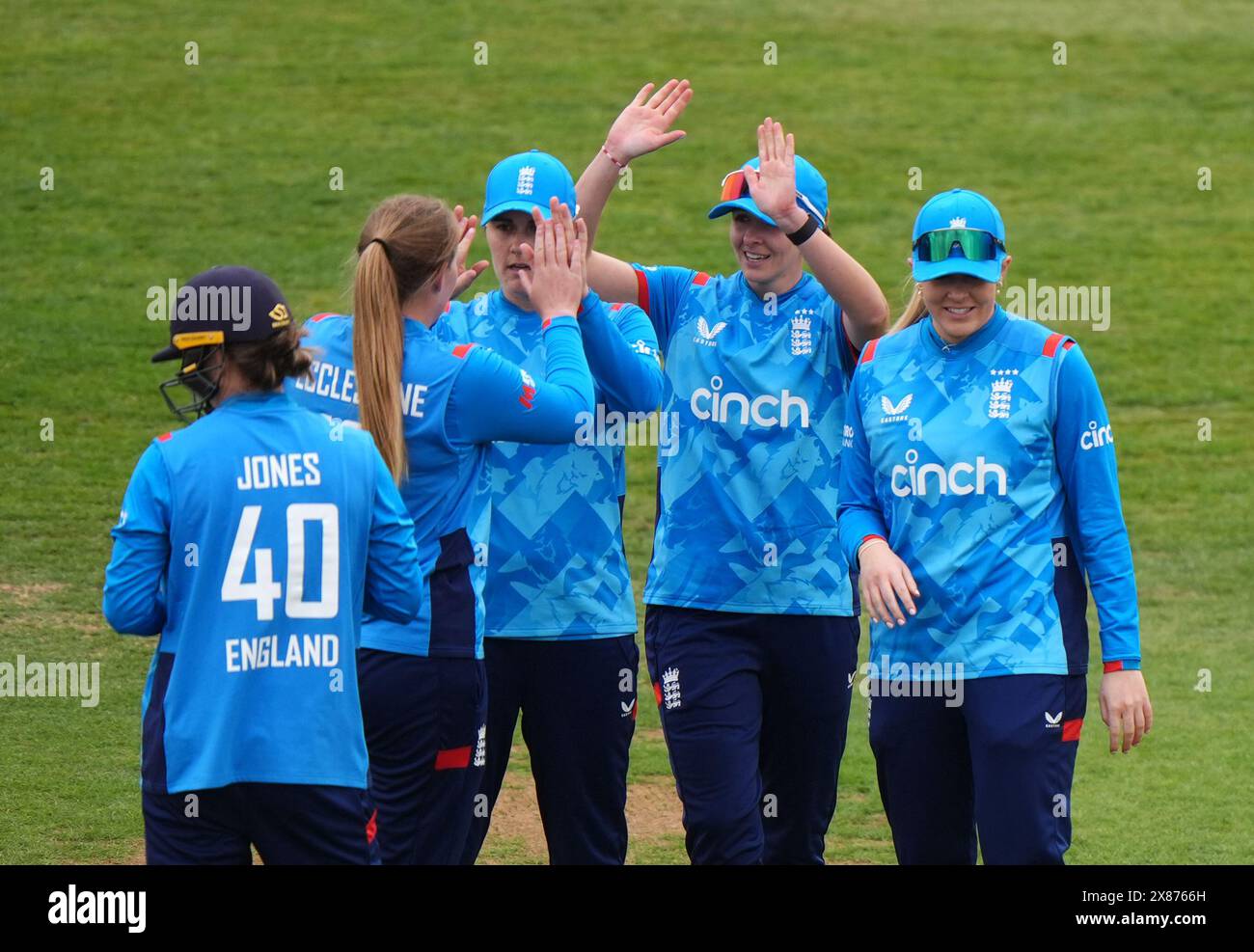 England's Sophie Ecclestone (second left) celebrates the wicket of ...