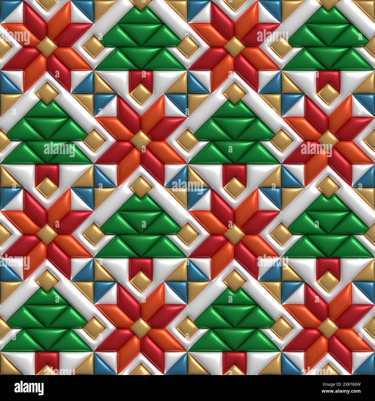 Christmas geometric 3D inflated bubble pattern. Puffy seamless tileable ...