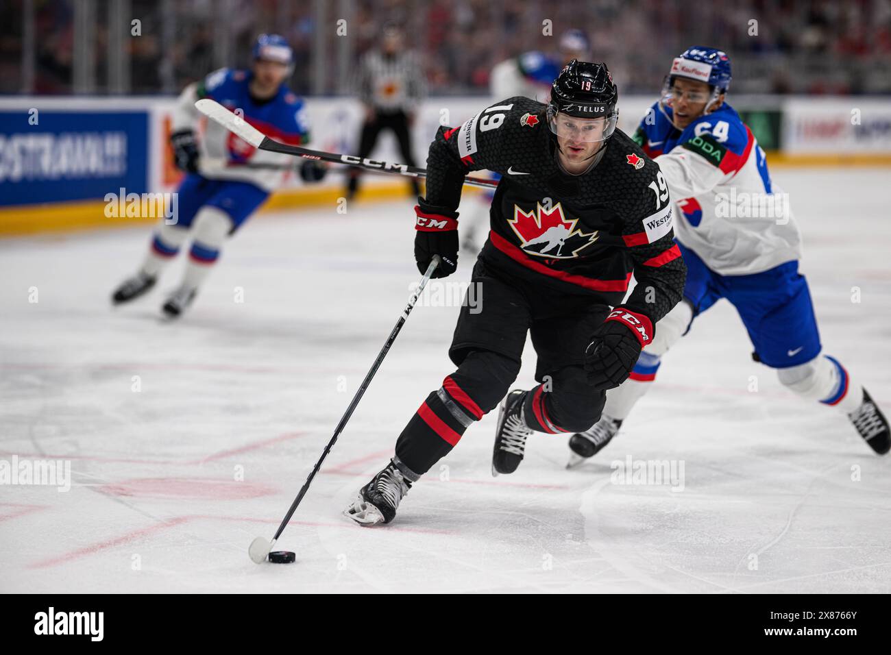PRAGUE, CZECH REPUBLIC - 23 MAY, 2024:Mascot Bob. The game of IIHF 2024 ...