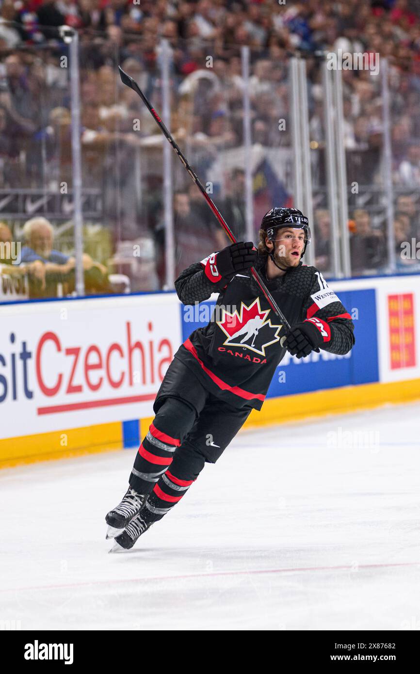 PRAGUE, CZECH REPUBLIC - 23 MAY, 2024:Mascot Bob. The game of IIHF 2024 ...