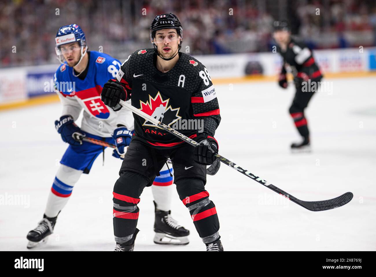 PRAGUE, CZECH REPUBLIC - 23 MAY, 2024:Mascot Bob. The game of IIHF 2024 ...