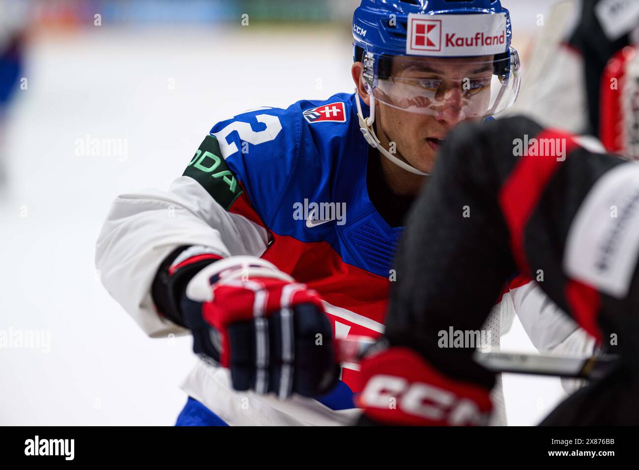 PRAGUE, CZECH REPUBLIC - 23 MAY, 2024:Mascot Bob. The game of IIHF 2024 ...