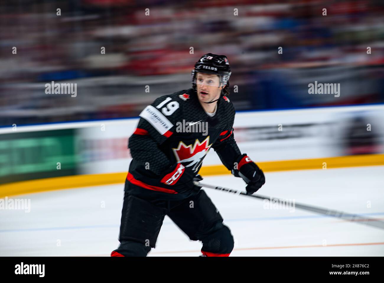 PRAGUE, CZECH REPUBLIC - 23 MAY, 2024:Mascot Bob. The game of IIHF 2024 ...