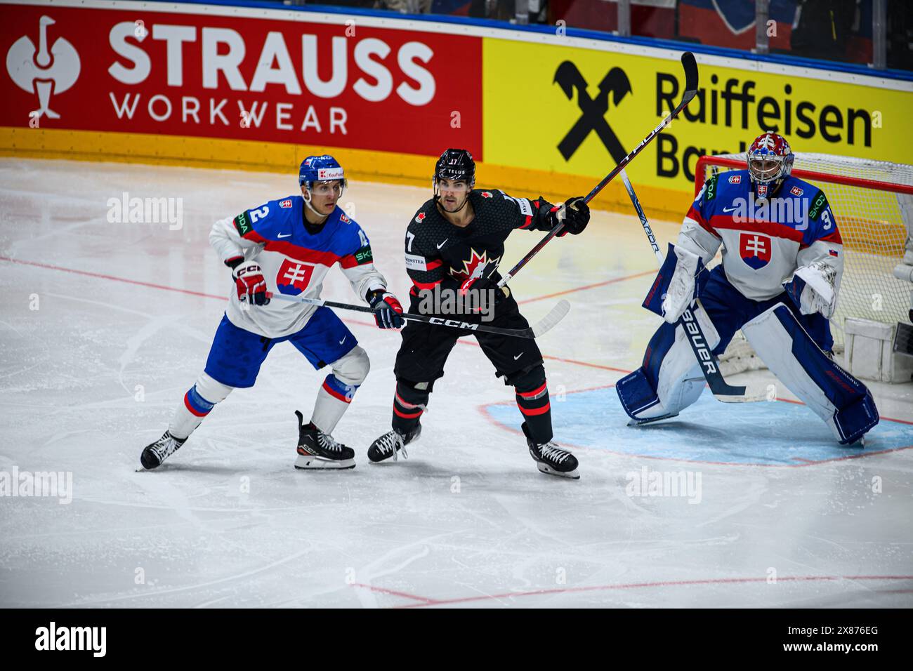 PRAGUE, CZECH REPUBLIC - 23 MAY, 2024:Mascot Bob. The game of IIHF 2024 ...
