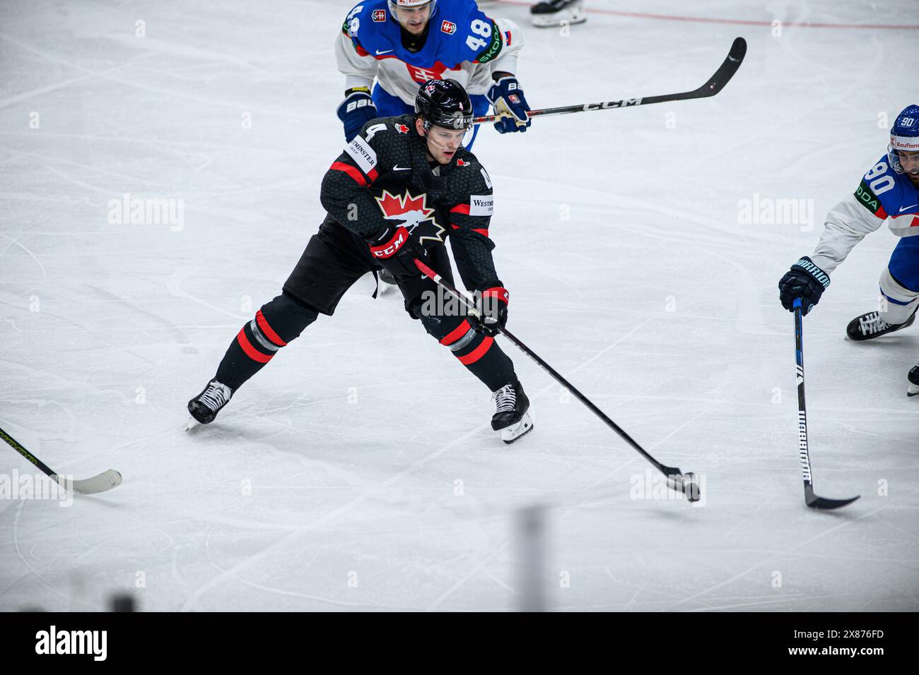 PRAGUE, CZECH REPUBLIC - 23 MAY, 2024:Mascot Bob. The game of IIHF 2024 ...