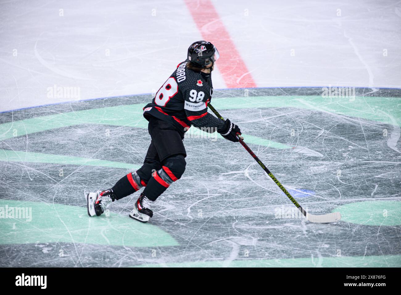 PRAGUE, CZECH REPUBLIC - 23 MAY, 2024:Mascot Bob. The game of IIHF 2024 ...