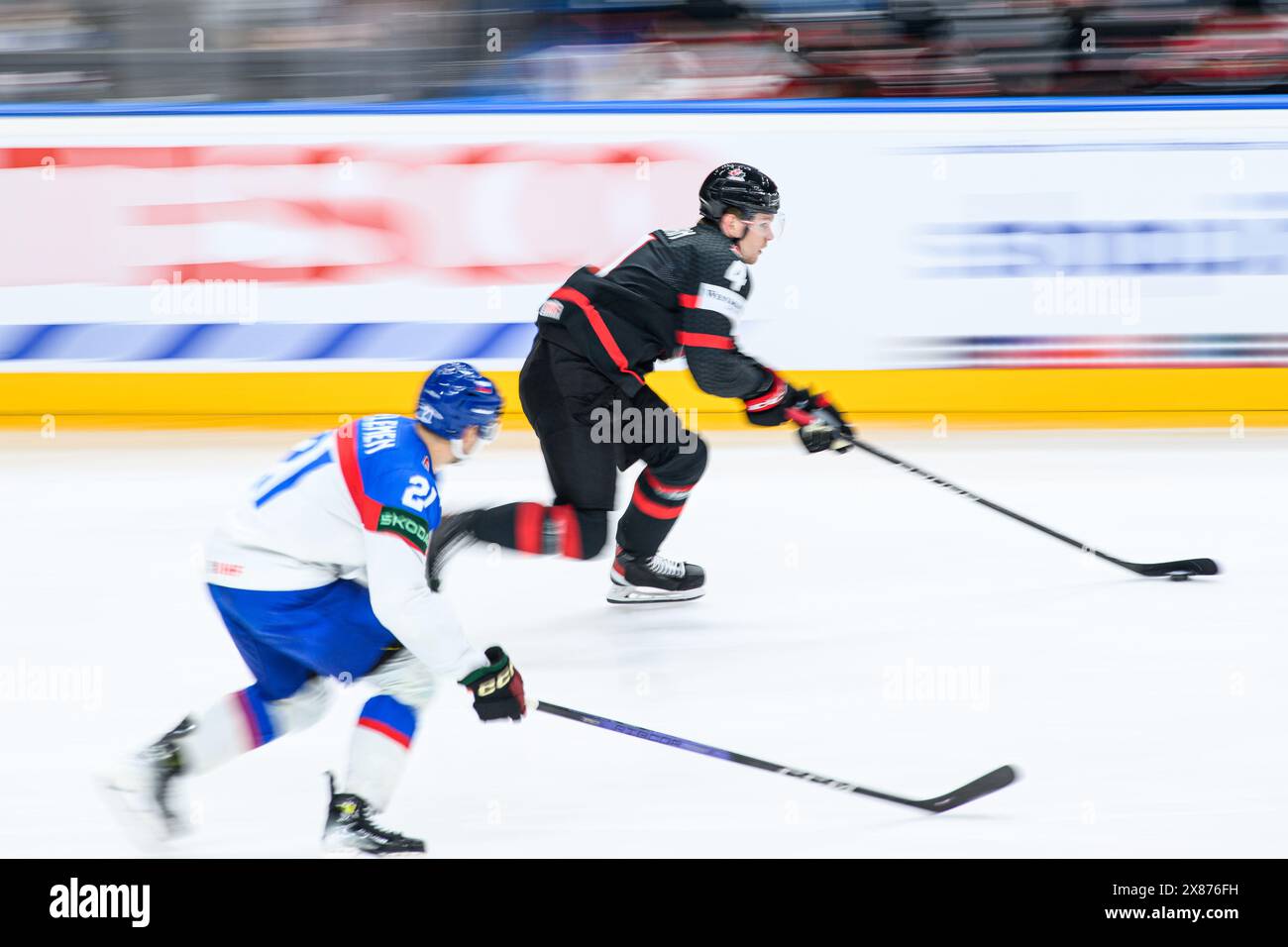 PRAGUE, CZECH REPUBLIC - 23 MAY, 2024:Mascot Bob. The game of IIHF 2024 ...