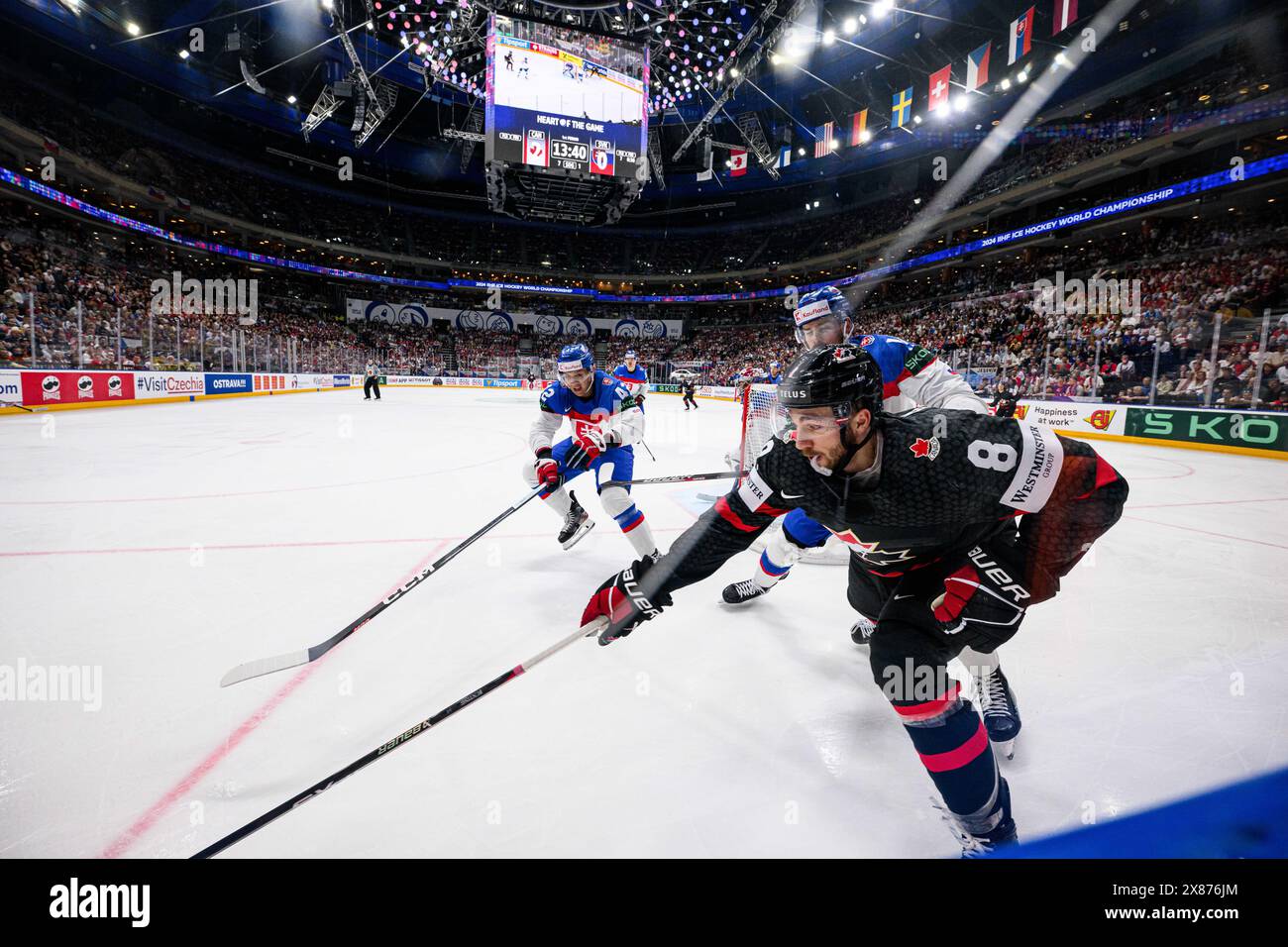 PRAGUE, CZECH REPUBLIC - 23 MAY, 2024:Mascot Bob. The game of IIHF 2024 ...