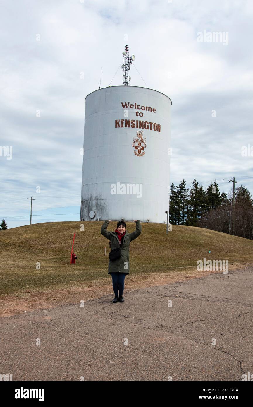 Welcome to Kensington sign on a water tower in Prince Edward Island ...