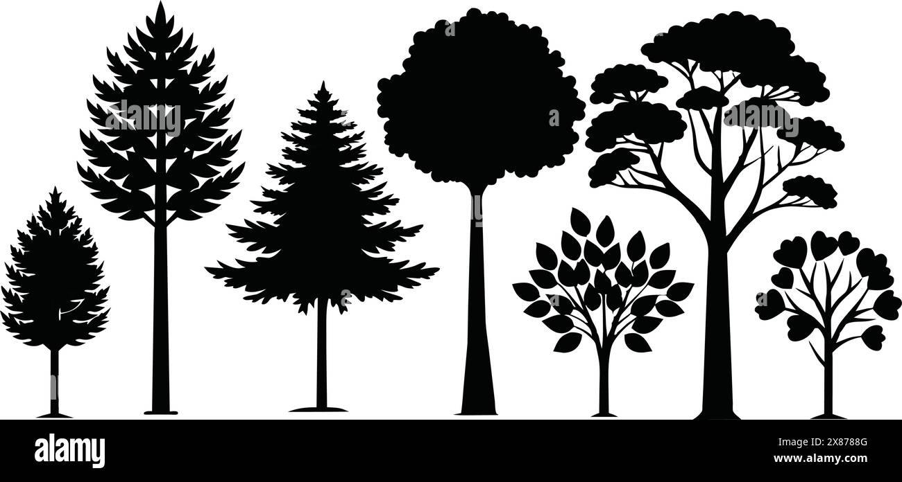 Tree silhouettes vector vectors hi-res stock photography and images - Alamy