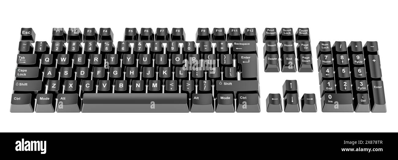 Computer Keyboard Buttons, 3D rendering isolated on white background ...