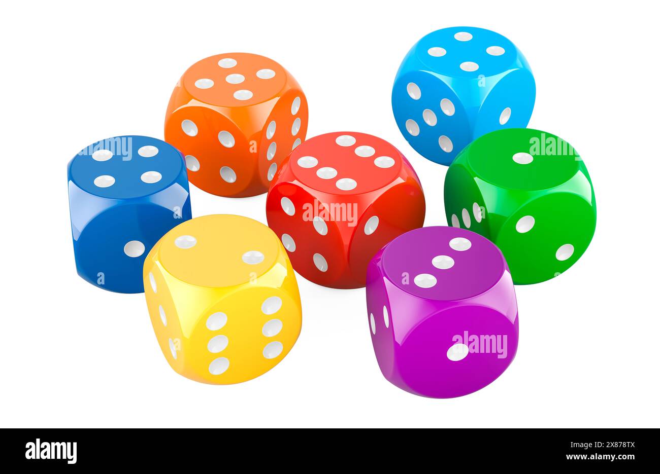 Set of colored dice, 3D rendering isolated on white background Stock ...