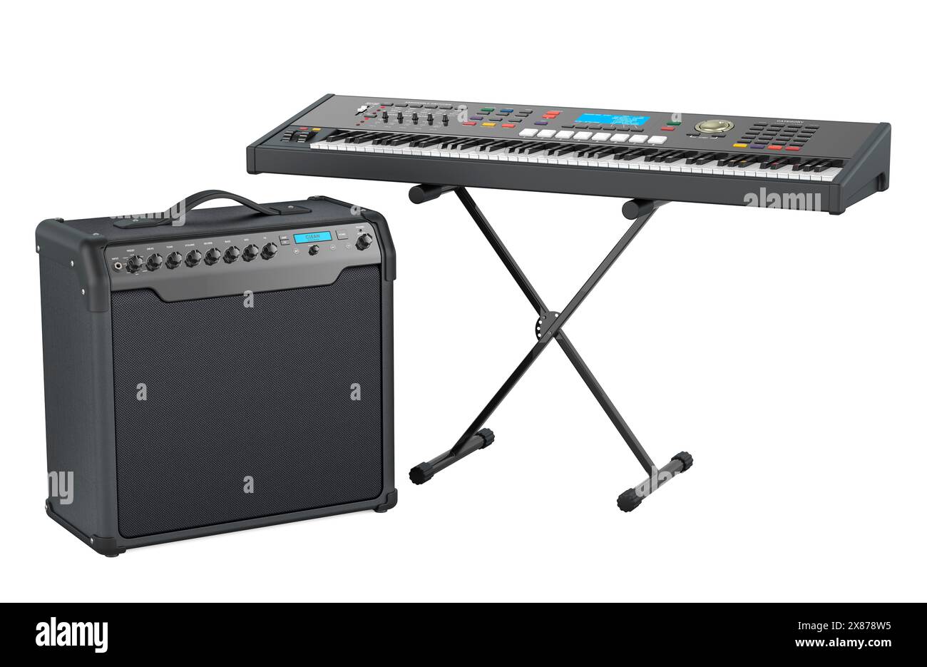 Instrument Amplifier with Electronic Digital Piano, 3D rendering ...
