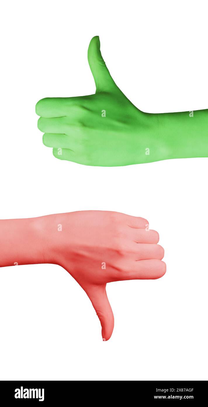 Thumbs up or down. Hand showing like dislike, ok thumb good sign bad ...