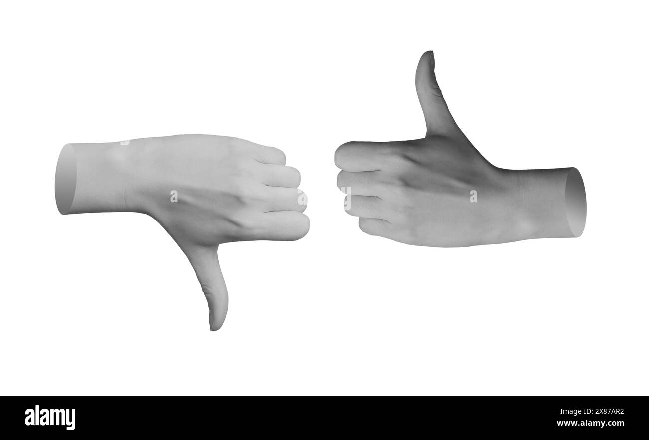 Thumbs up or down. Hand dislike like thumb up down, good approve ...
