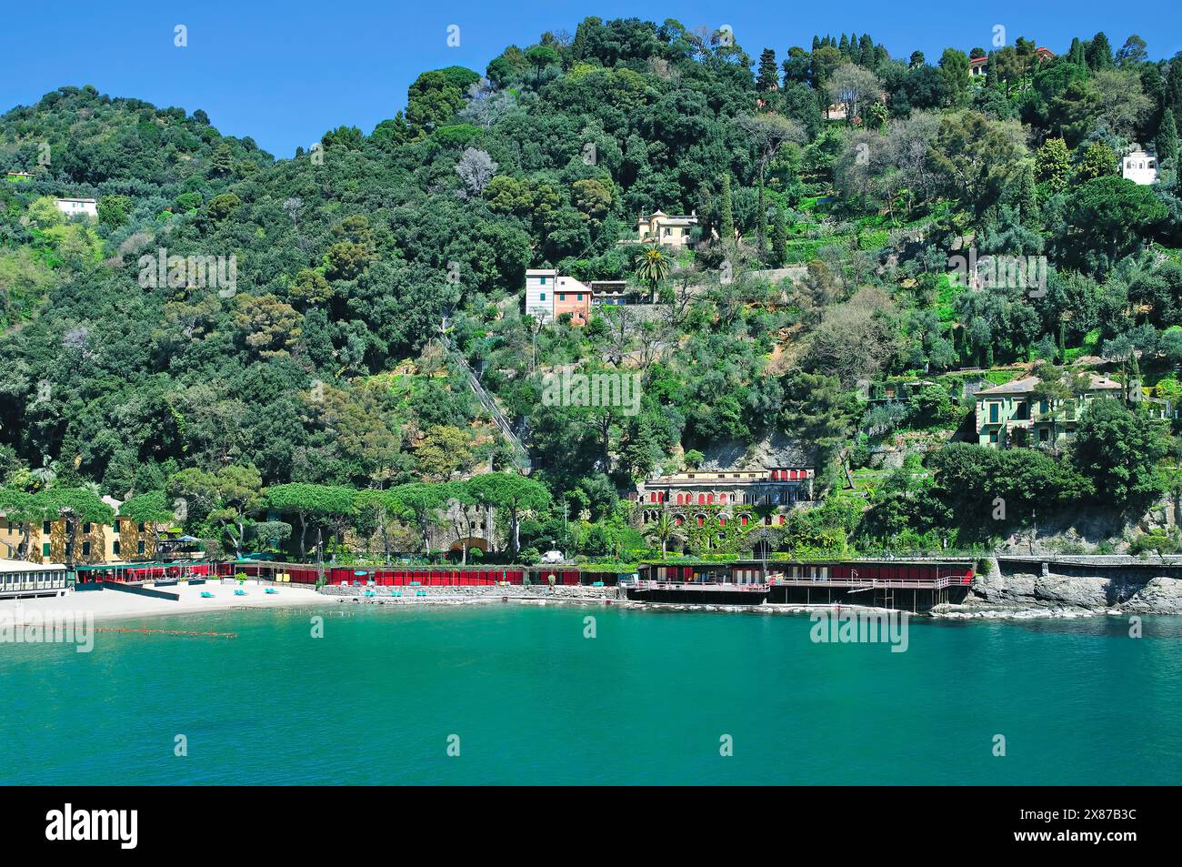 Beach in Portofino called Baia di Paraggia at italian Riviera,Liguria ...