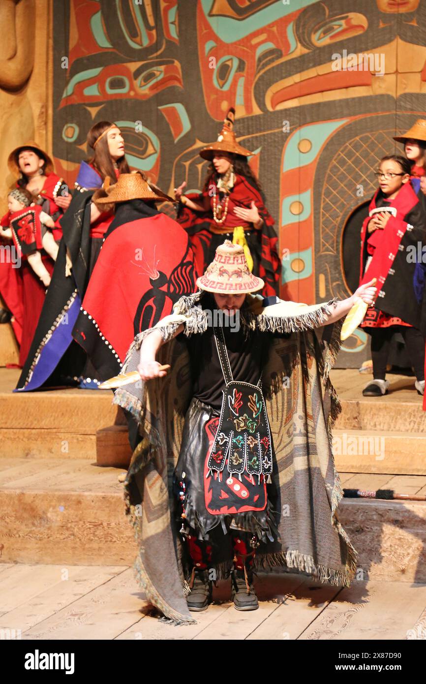 Traditional Tlingit dancing, Beaver Clan House, Saxman Village ...