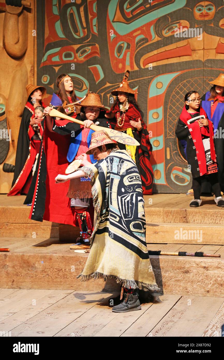 Traditional Tlingit dancing, Beaver Clan House, Saxman Village ...