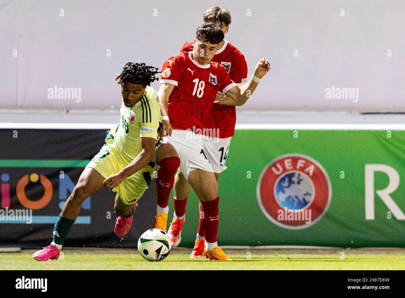 LARNACA, CYPRUS - 23RD MAY 2024: Elliot Myles in action. Cymru u17 v ...