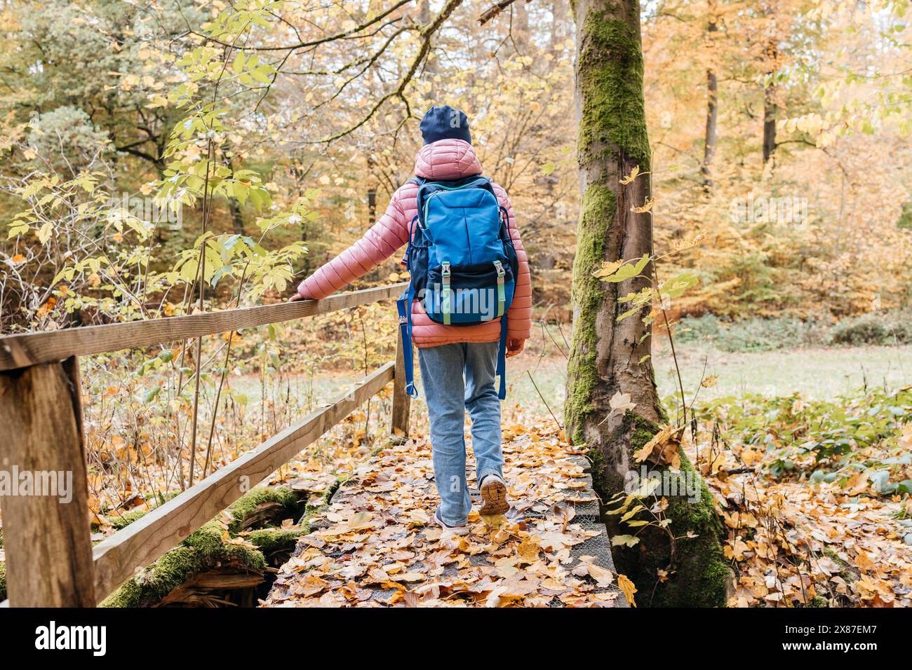 Child backpack rear view hi-res stock photography and images - Alamy
