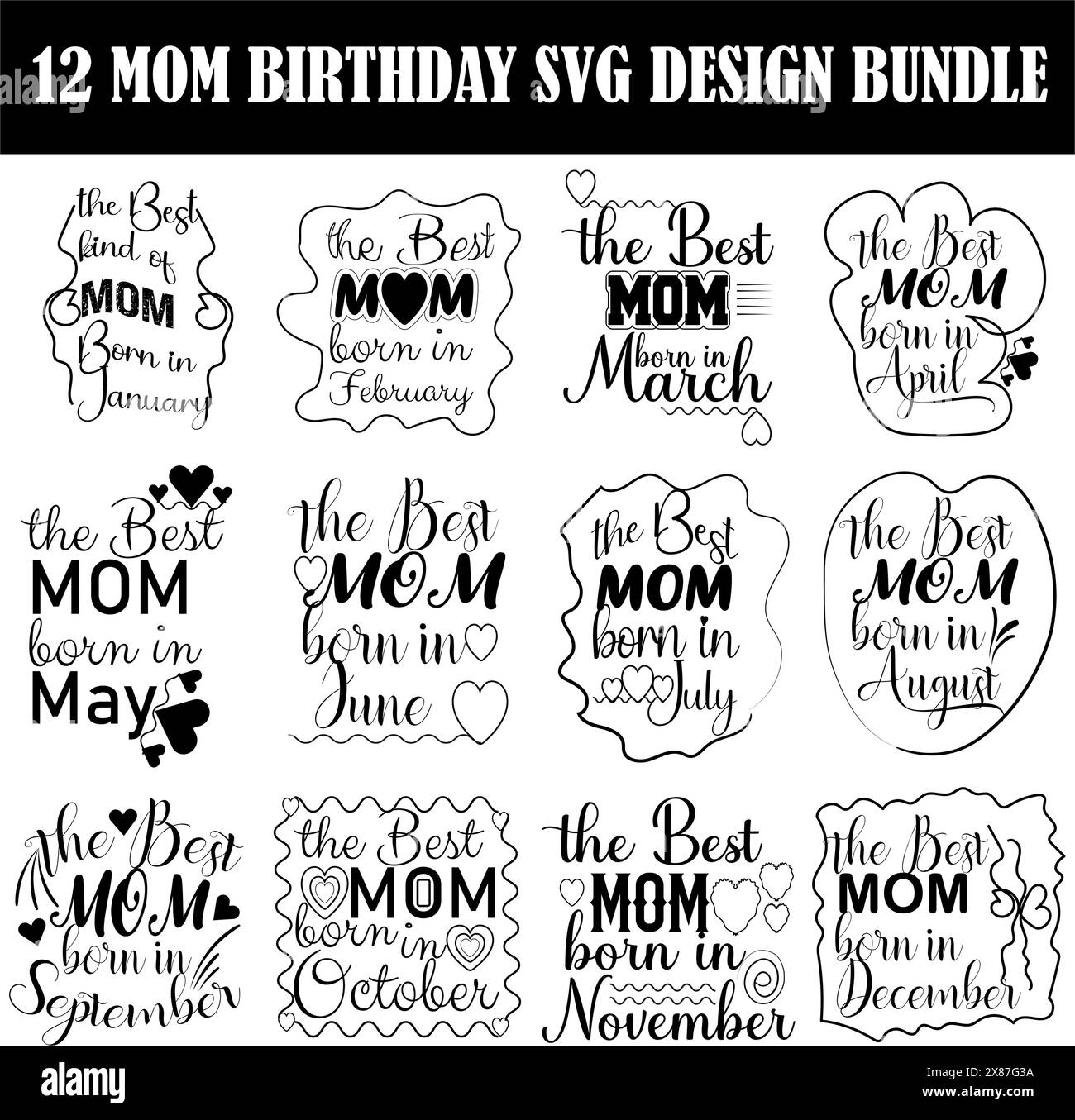 Mother's Birthday lettering handwriting quote Stock Vector Image & Art ...