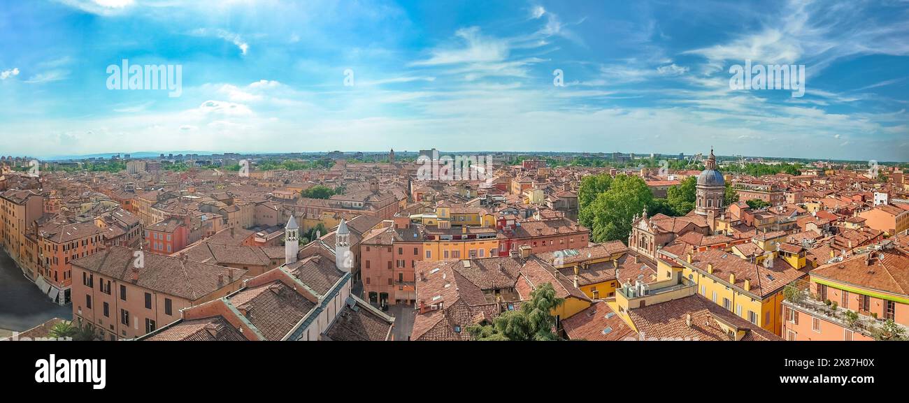 Stunning aerial panorama of Modena's historic downtown, captured from ...