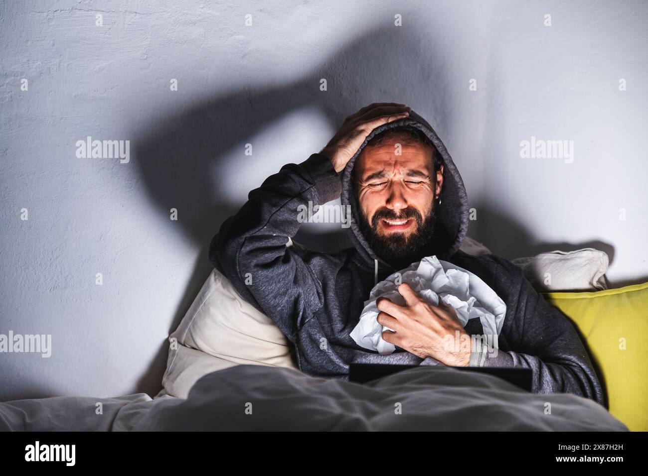 Sad man bed hi-res stock photography and images - Alamy