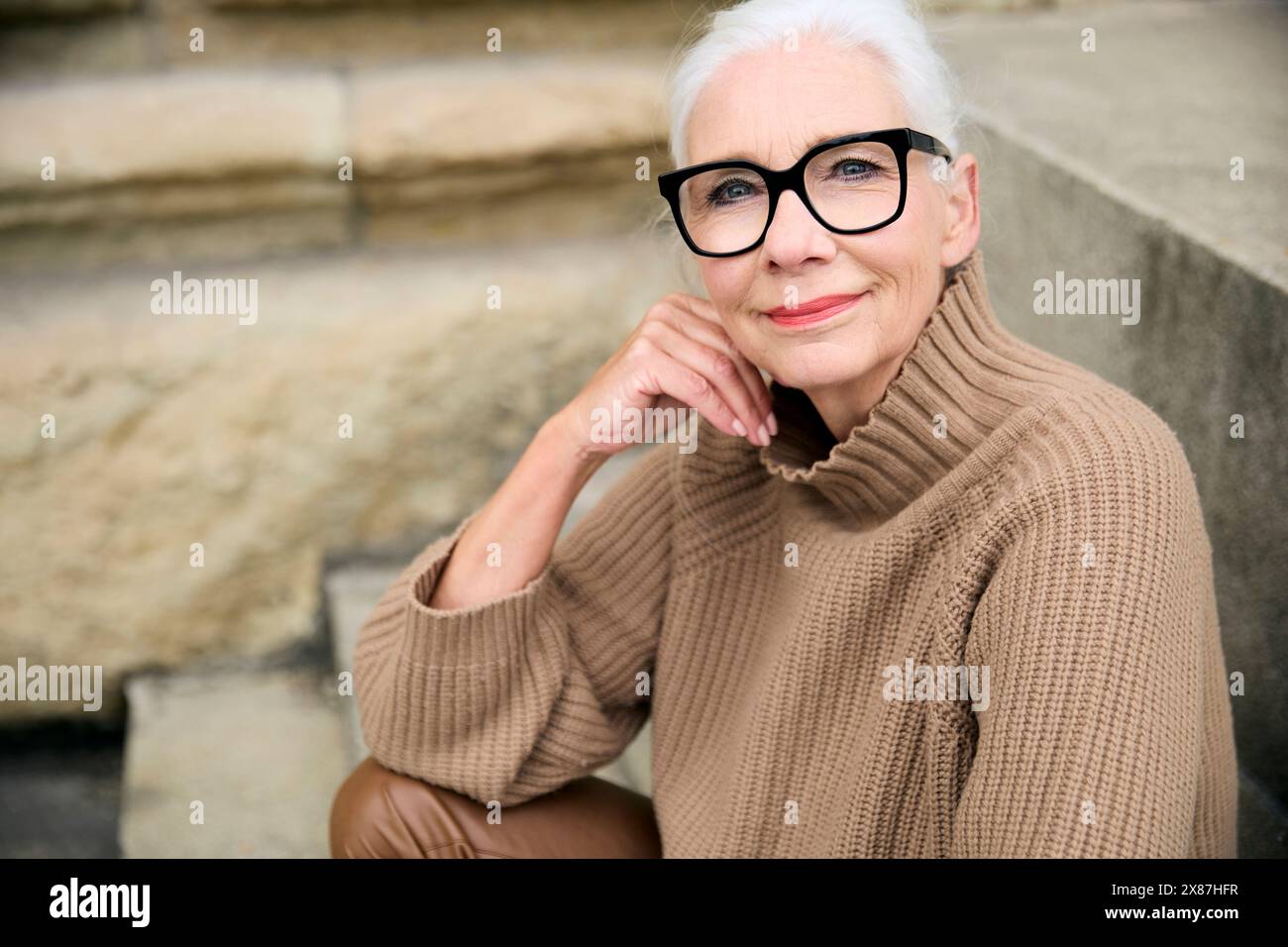 Senior female in sweater hi-res stock photography and images - Alamy