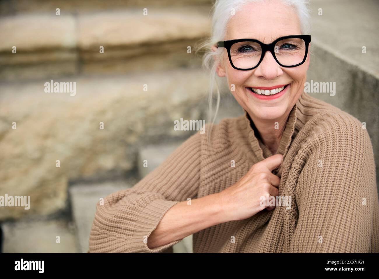 Senior female in sweater hi-res stock photography and images - Alamy