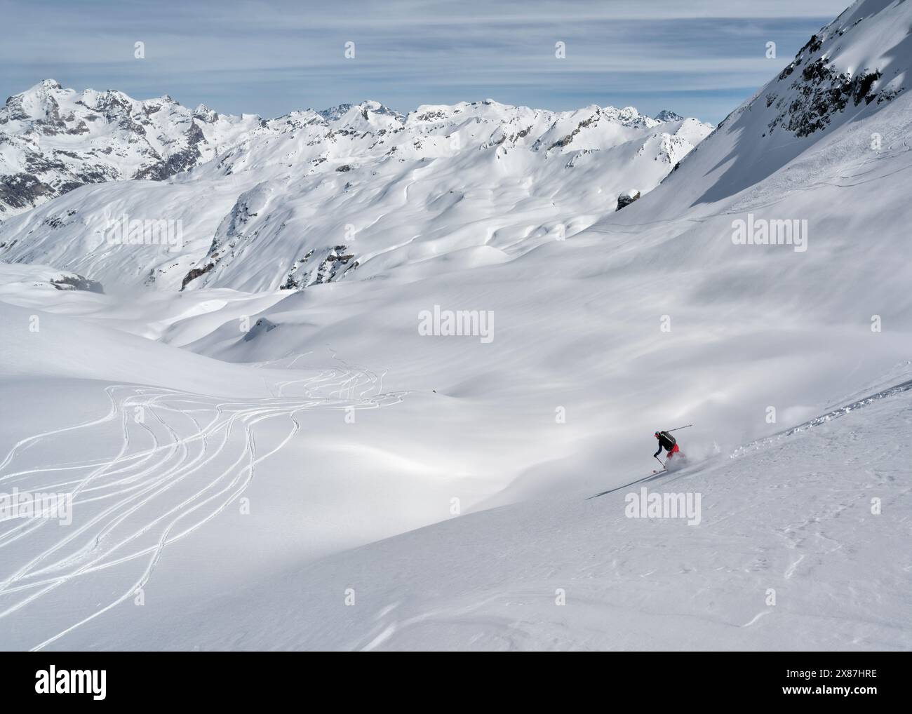 Ski mountaineer sliding down hi-res stock photography and images - Alamy